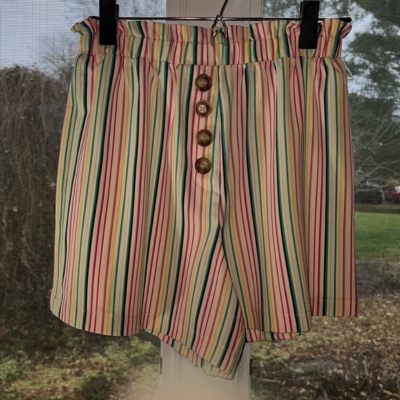 june & hudson | Shorts | June Hudson Striped Neon Color Shorts | Poshmark